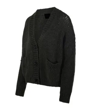 ROBERTO COLLINA Long Sleeve Button Front Cardigan With Patch Pockets