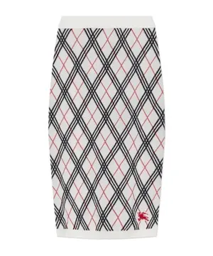 Burberry Checked Knitted Midi Skirt
