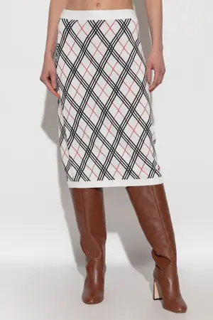 Burberry Checked Knitted Midi Skirt