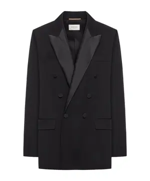 Saint Laurent Satin-lapel Double-breasted Blazer - Black