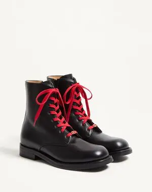 Valentino Garavani Calfskin Combat Boots With Tie Fastening