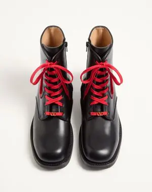 Valentino Garavani Calfskin Combat Boots With Tie Fastening