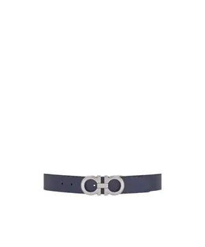FERRAGAMO Reversible Gancini Belt - Graphite/black