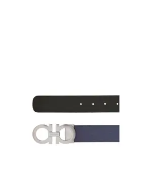 FERRAGAMO Reversible Gancini Belt - Graphite/black
