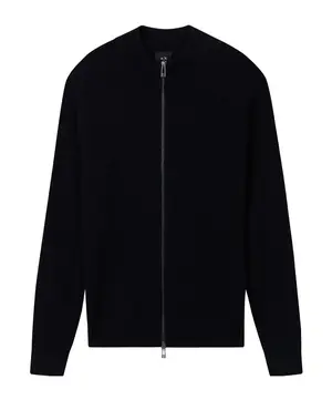 Armani Exchange Zip-up Cardigan With Stand Collar - Black