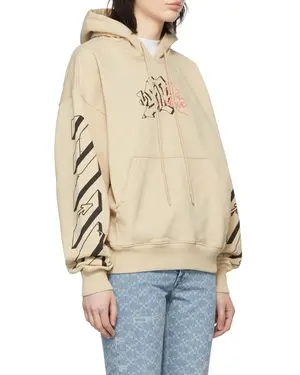 Off-White Cotton Hoodie With Arrows Logo