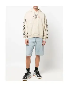 Off-White Cotton Hoodie With Arrows Logo