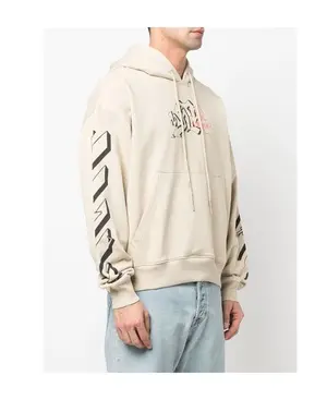 Off-White Cotton Hoodie With Arrows Logo