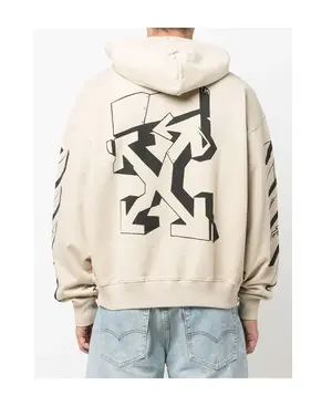 Off-White Cotton Hoodie With Arrows Logo