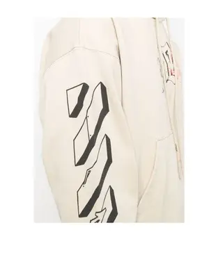 Off-White Cotton Hoodie With Arrows Logo