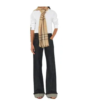 Burberry Checked Frayed-edge Scarf