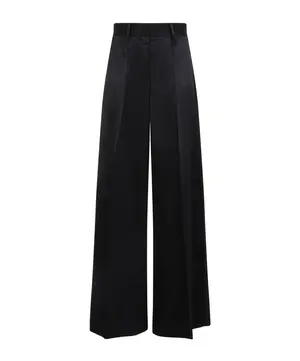 JIL SANDER Pleated Satin Trousers - Black