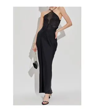 IRO PARIS Sleeveless Maxi Dress With Lace Front And Criss-cross Back
