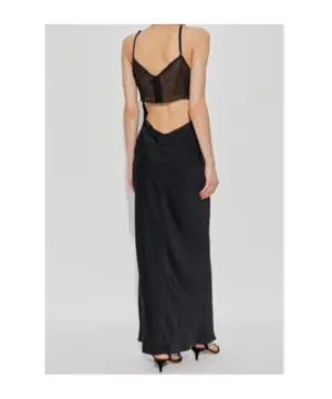 IRO PARIS Sleeveless Maxi Dress With Lace Front And Criss-cross Back