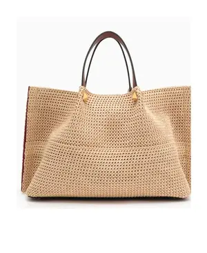 Valentino Garavani Vlogo Plaque Woven Tote Bag - Brown