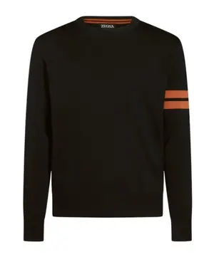 Zegna Long-sleeve Crewneck Sweater With Striped Accents