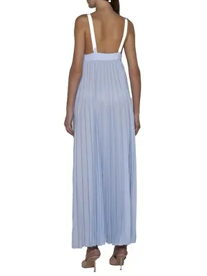 P.a.r.o.s.h Sleeveless Floral Appliqué Pleated Gown