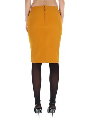 Saint Laurent Mid-rise Pencil Skirt - Ocre