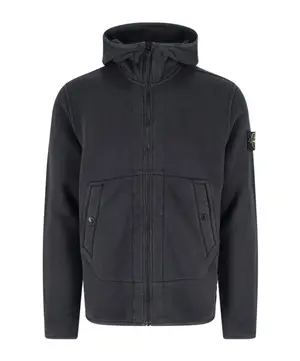 Stone Island Long-sleeved Zip-up Hooded Casual Jacket - Black