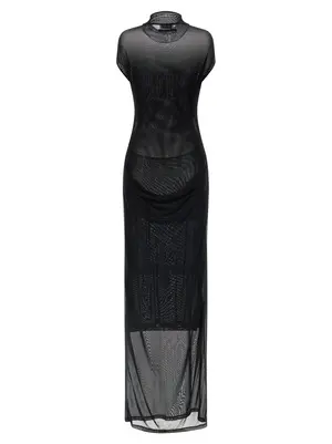 JEAN PAUL GAULTIER Flocked Mesh Maxi Dress