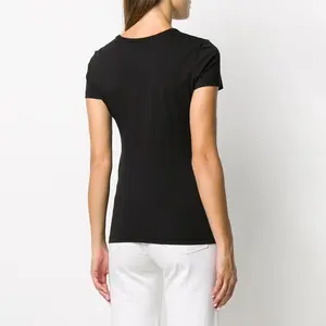 Moschino Round Neck Short Sleeve T-shirt With Embellished Heart Logo - Black