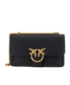 Pinko Logo Plaque Chained Shoulder Bag - Black
