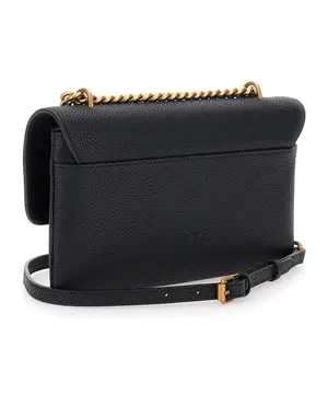Pinko Logo Plaque Chained Shoulder Bag - Black