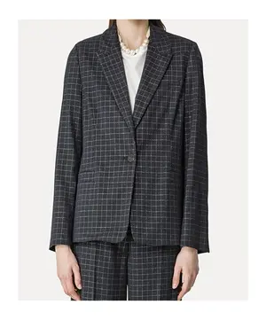FORTE_FORTE Checked Boxy Jacket