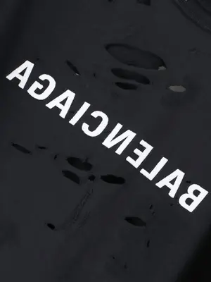 Balenciaga Logo Printed Distressed T-shirt