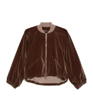 Fabiana Filippi Velvet Zip-up Bomber Jacket - Brown