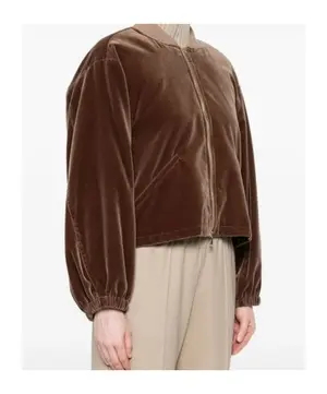 Fabiana Filippi Velvet Zip-up Bomber Jacket - Brown