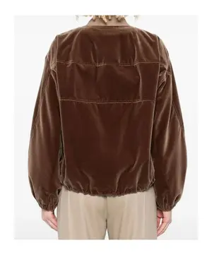 Fabiana Filippi Velvet Zip-up Bomber Jacket - Brown