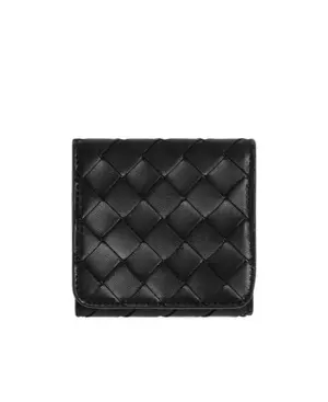Bottega Veneta Intrecciato Compact Tri-fold Wallet - Black