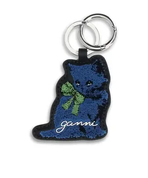 GANNI Cat Motif Keyring - Blue