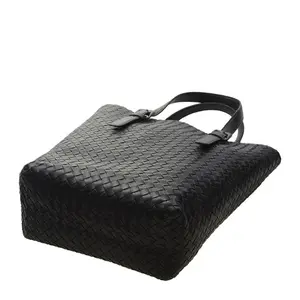Bottega Veneta Woven Detail Handbag - Black