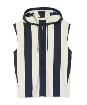 Jacquemus Sleeveless Striped Hooded Gilet - White