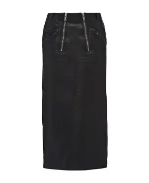 Prada Leather Belted Midi Skirt