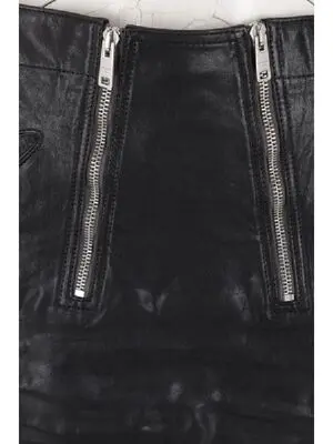 Prada Leather Belted Midi Skirt