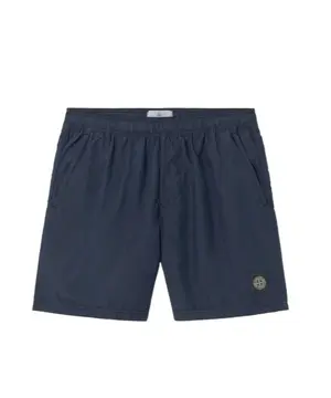 Stone Island Logo Patch Swim Trunks - Navy