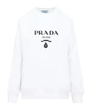 Prada Logo Print Cotton Sweatshirt