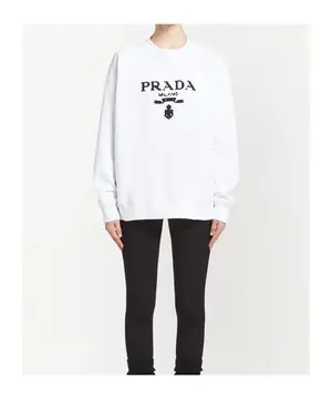 Prada Logo Print Cotton Sweatshirt
