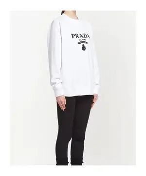 Prada Logo Print Cotton Sweatshirt
