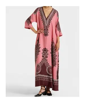 La DoubleJ Embroidered V-neck Maxi Dress