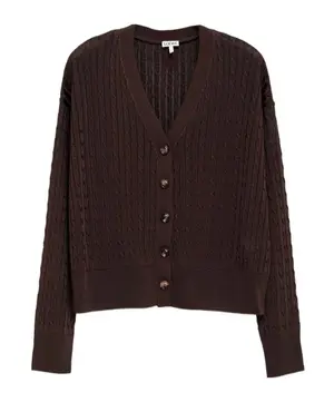 Loewe Cable Knit Buttoned Cardigan - Black