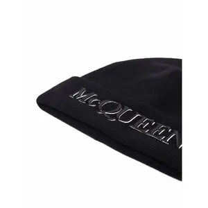 Alexander McQueen Embroidered Logo Beanie - Black