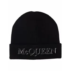Alexander McQueen Embroidered Logo Beanie - Black