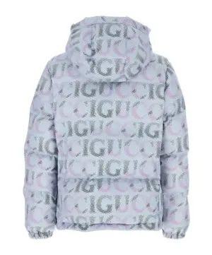 Gucci Allover Logo Printed Down Jacket - Gray