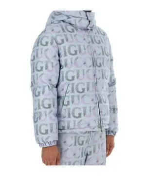 Gucci Allover Logo Printed Down Jacket - Gray