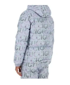 Gucci Allover Logo Printed Down Jacket - Gray