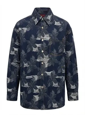 Gucci Denim Floral Jacquard Shirt